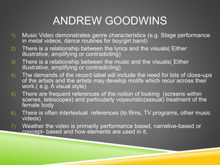 Taylor Swift Music Video Analysis | PPTX | Music Video | Genres