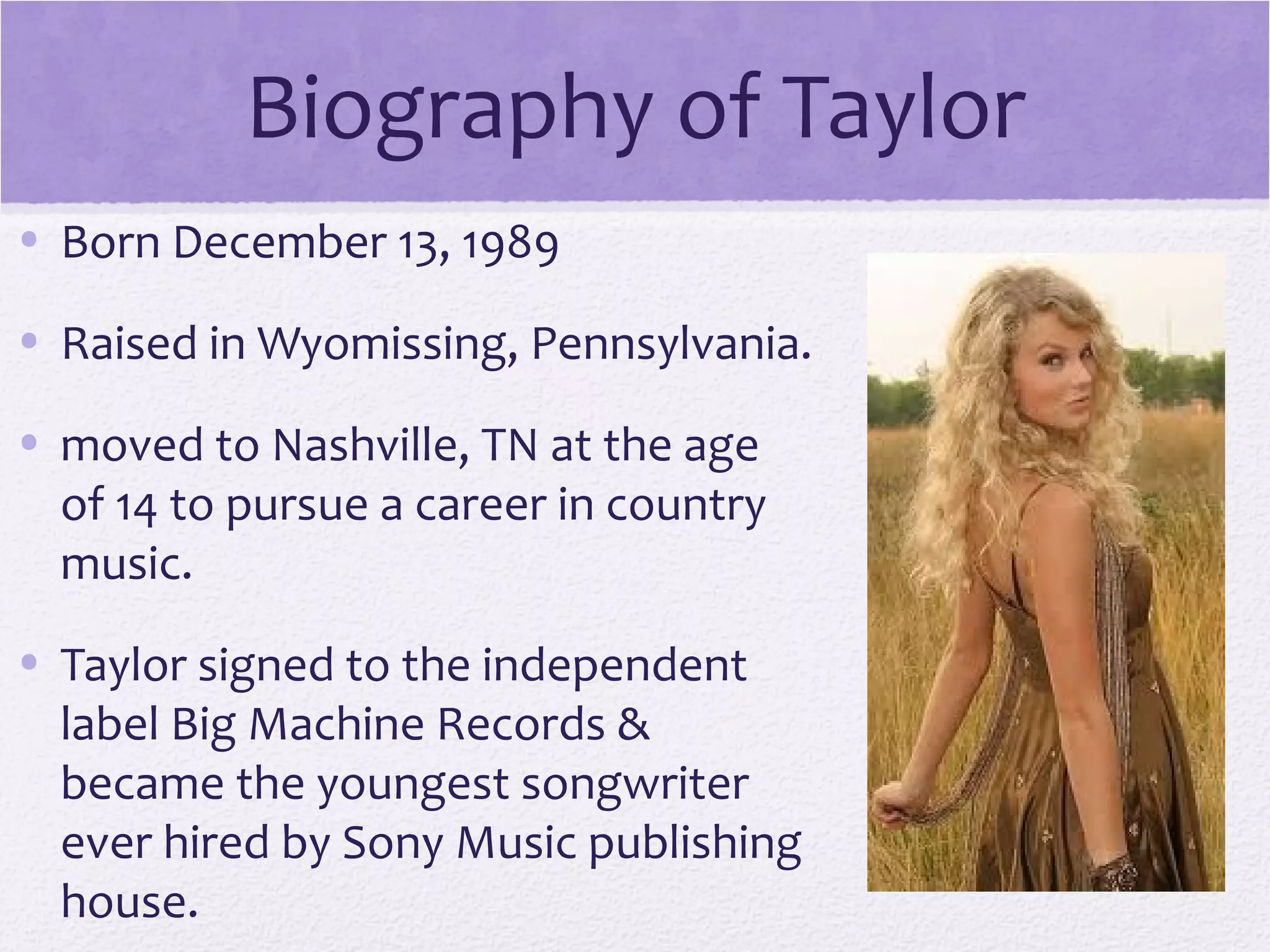 Taylor swift American Musician | PPT