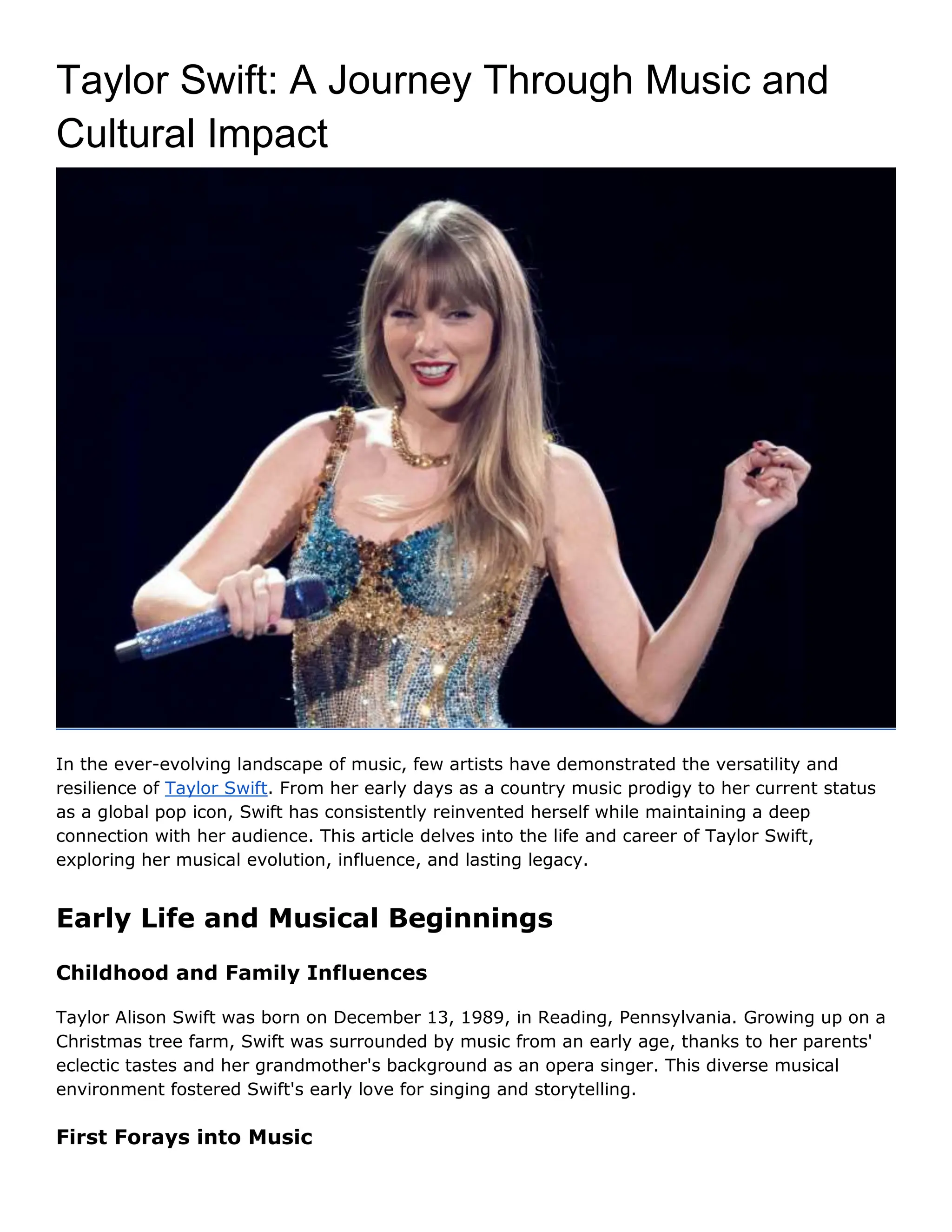 Taylor Swift: Biography, Achievements, and Influence | DOCX