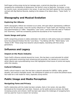 Taylor Swift: Biography, Achievements, and Influence | DOCX