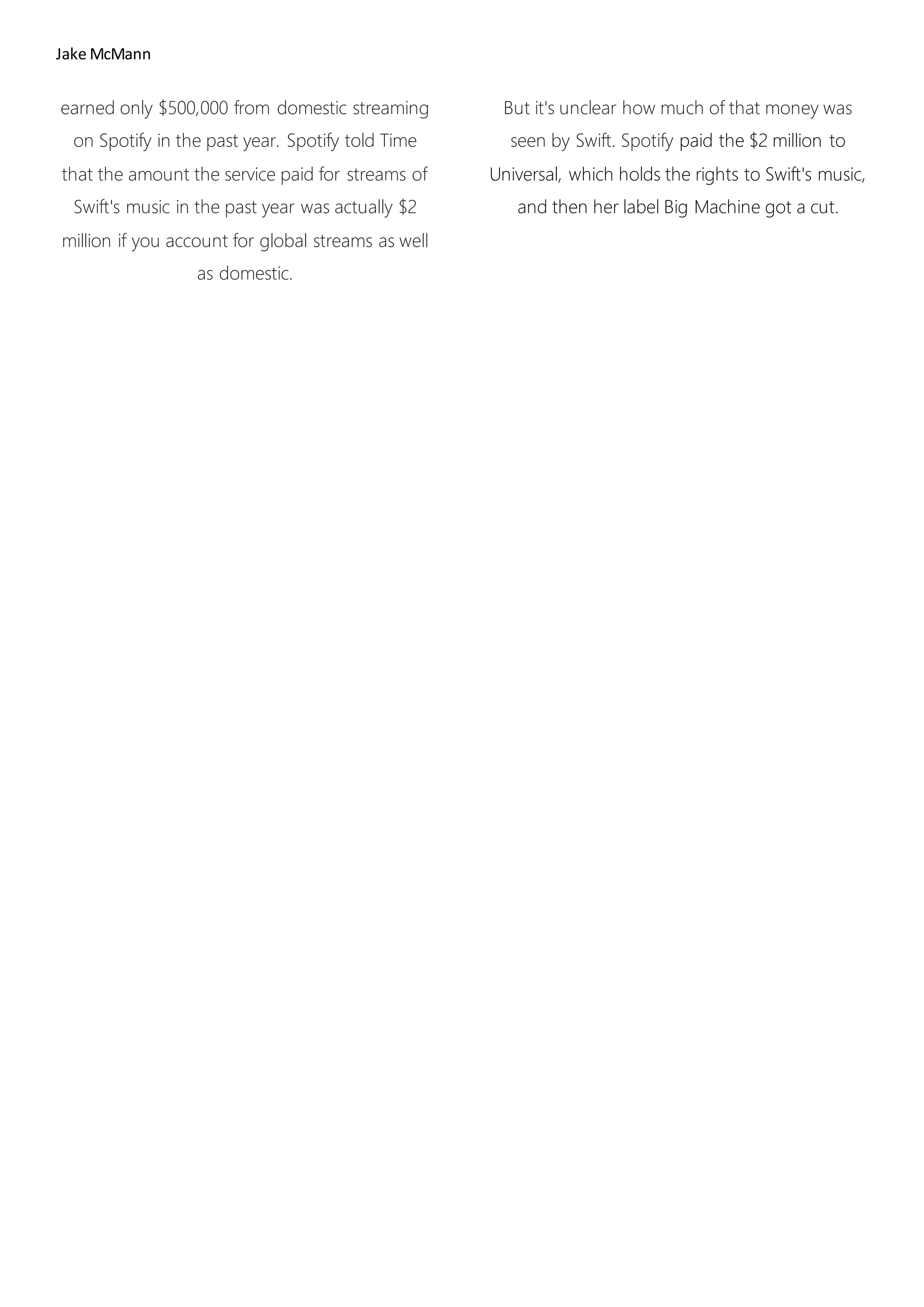 Taylor swift article | DOCX