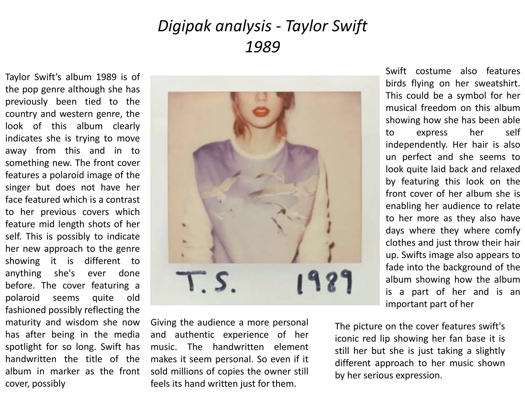 Taylor swift digipak analysis | PPT