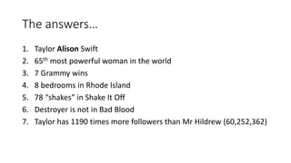 Taylor swift quiz | PPTX