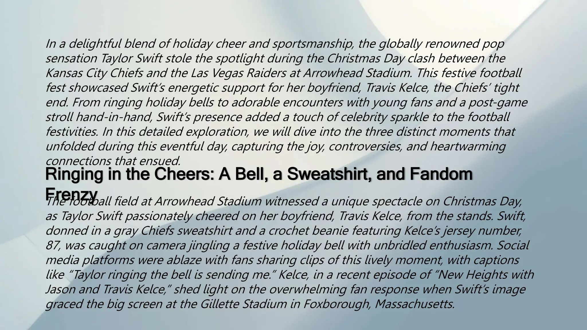 Taylor Swift & Travis Kelce: A Festive Football Fling.pptx