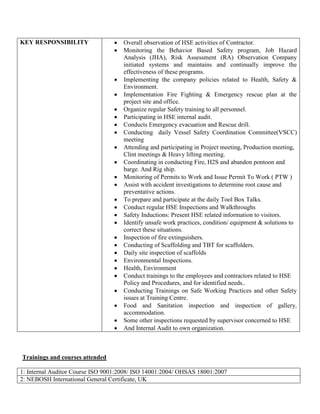 Tayob khan senior hse officer,cv | PDF