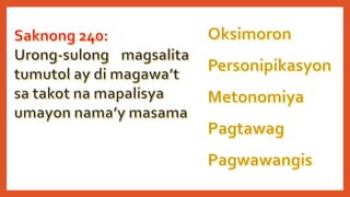 Filipino Tayutay 6. Mga tayutay at mga halimbawa nito. | PPTX
