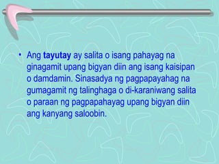 ano ang tayutay, Filipino 8 tayutay.ppt