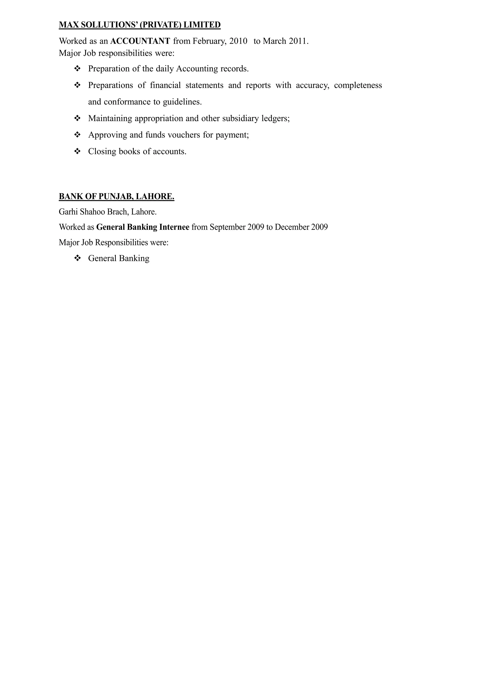 ACCA Affiliate CV | PDF