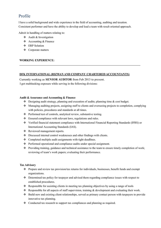 CV for ACCA's | PDF