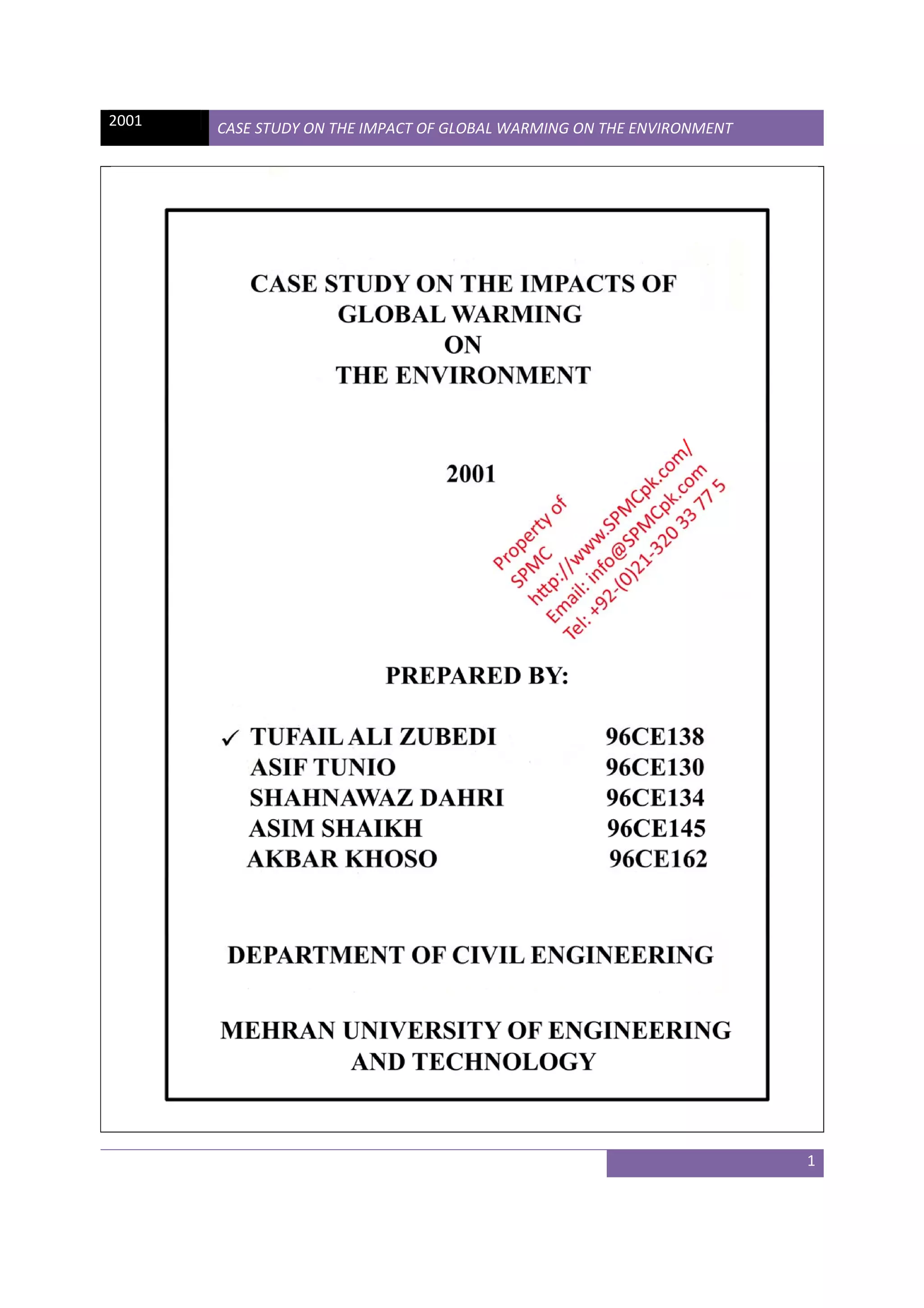 TAZ case study on the impacts of global warming on the environment http ...