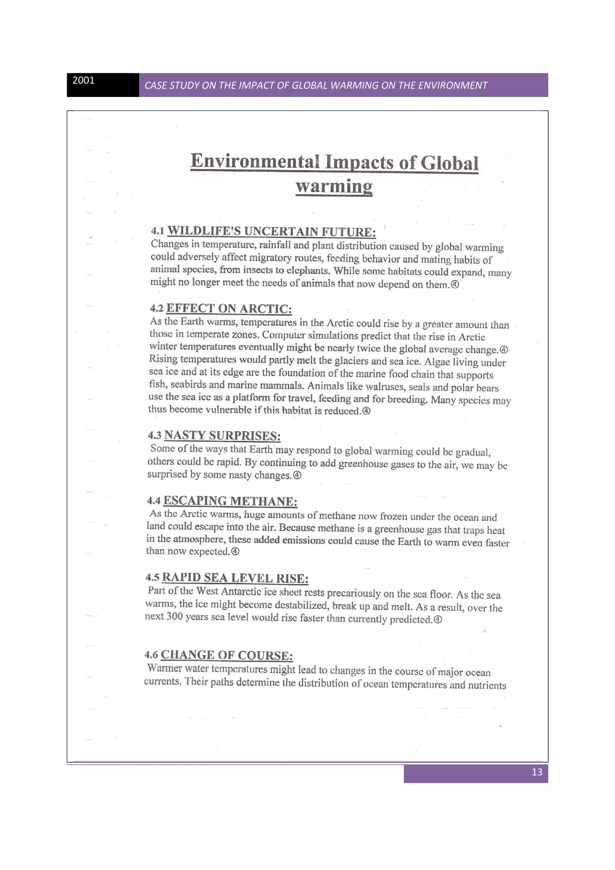 TAZ case study on the impacts of global warming on the environment http ...