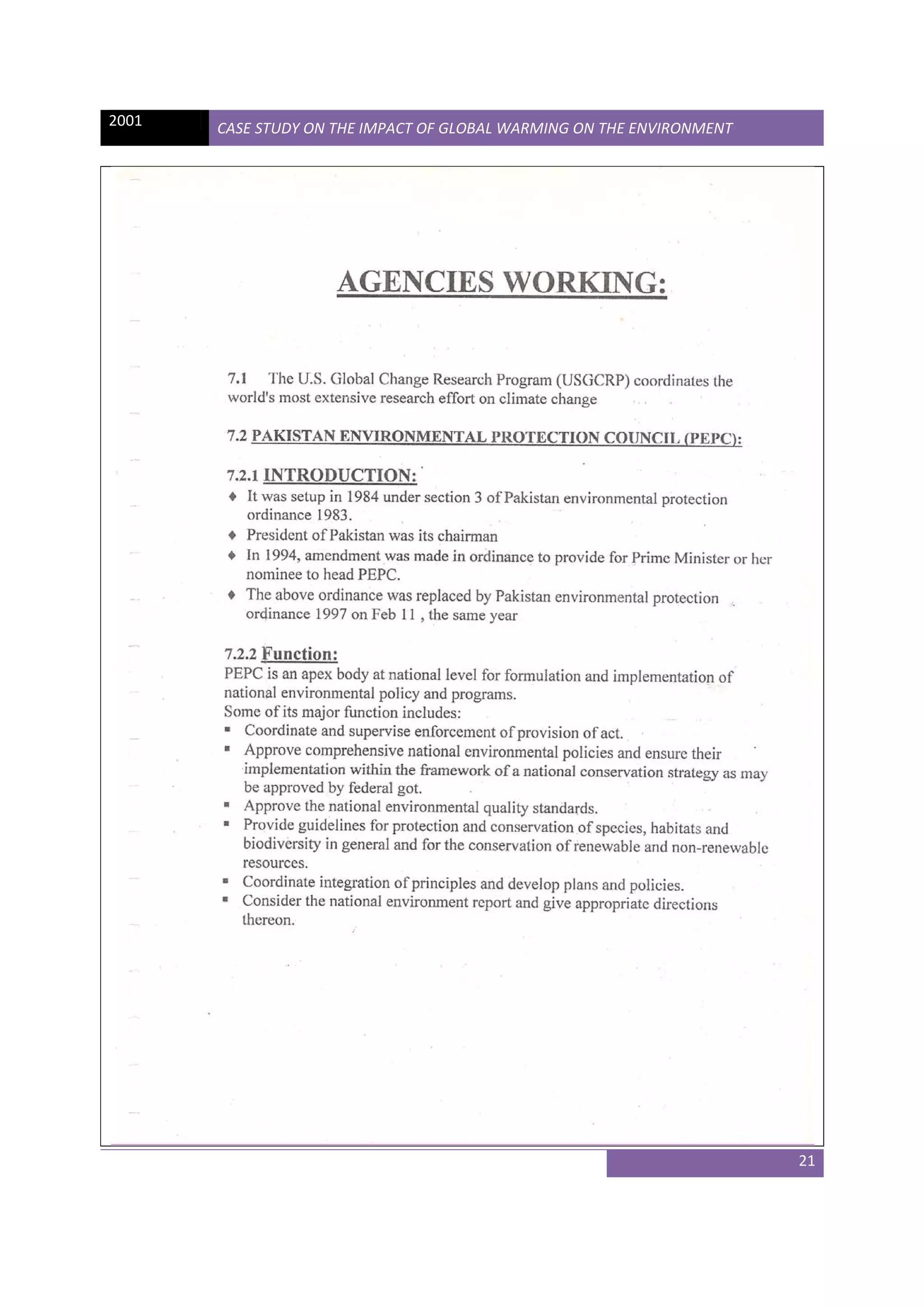 TAZ case study on the impacts of global warming on the environment http ...