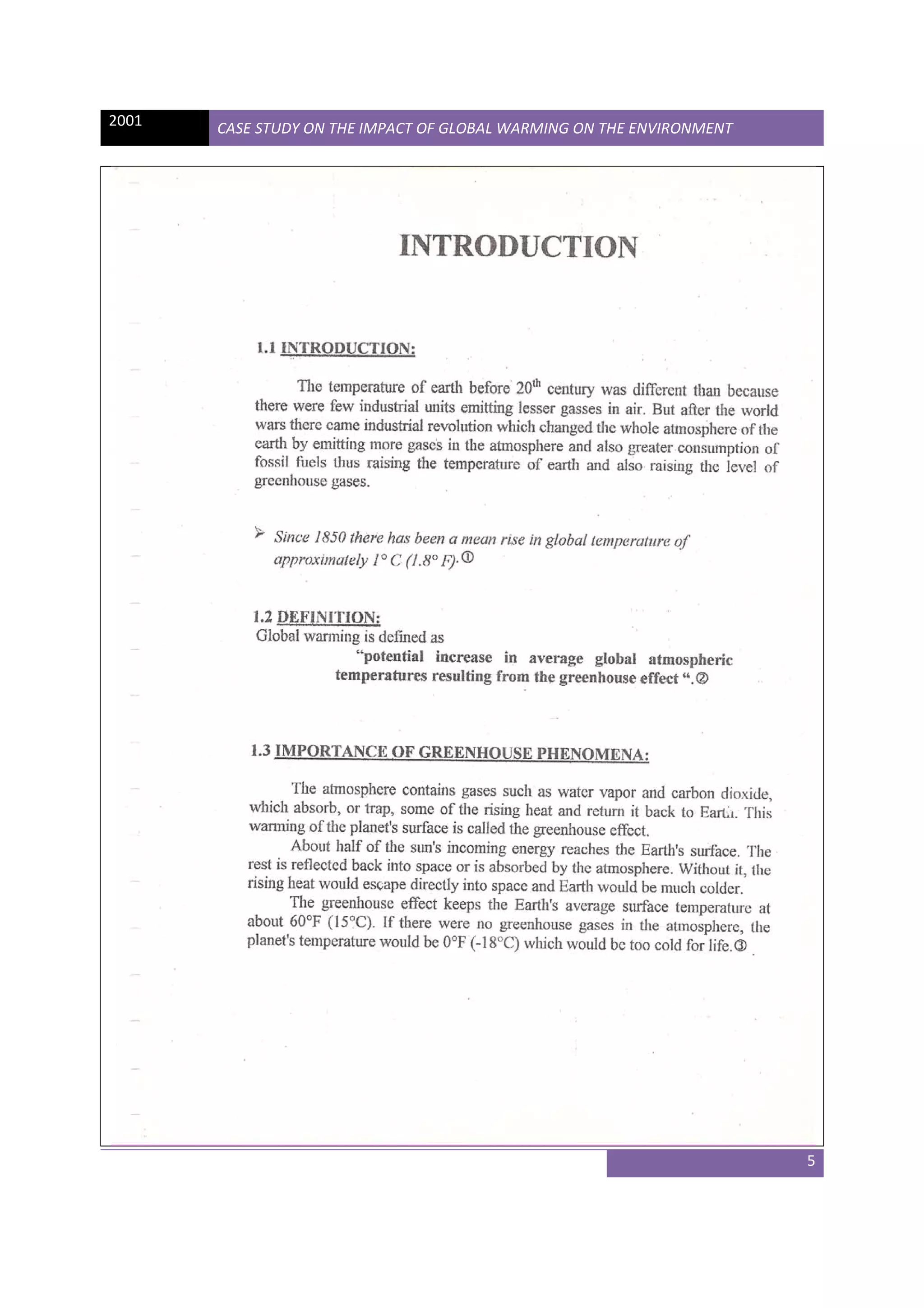 TAZ case study on the impacts of global warming on the environment http ...