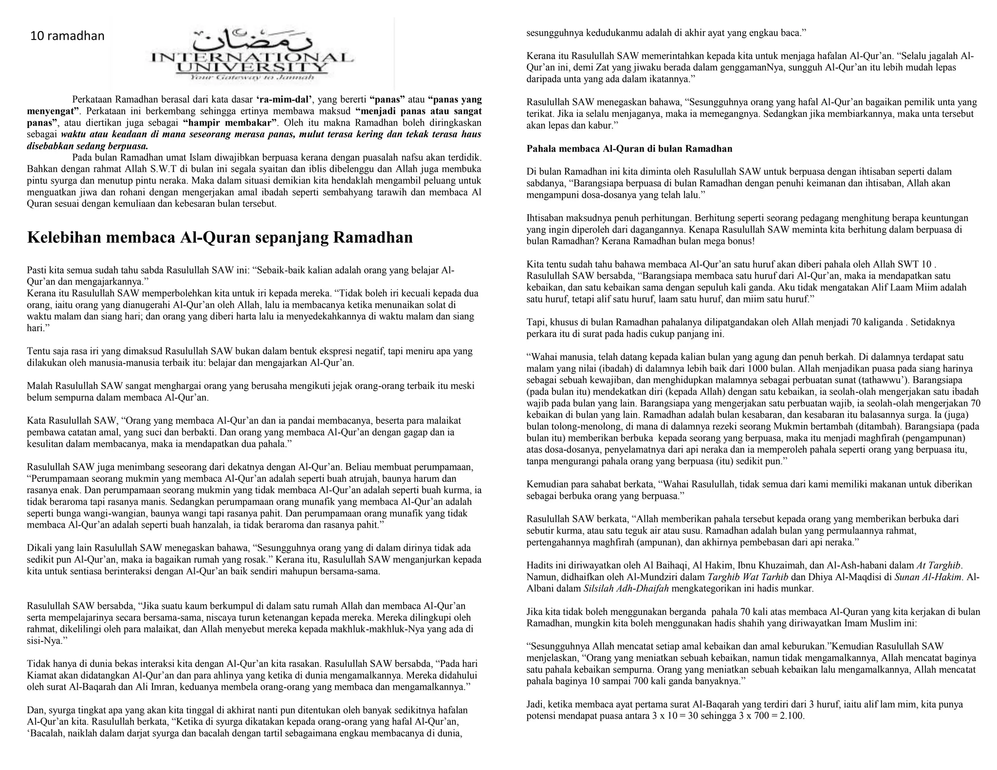 Tazkirah ramadhan2 | DOCX