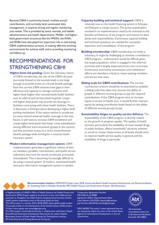 Community-based health insurance achievements and recommendations for ...
