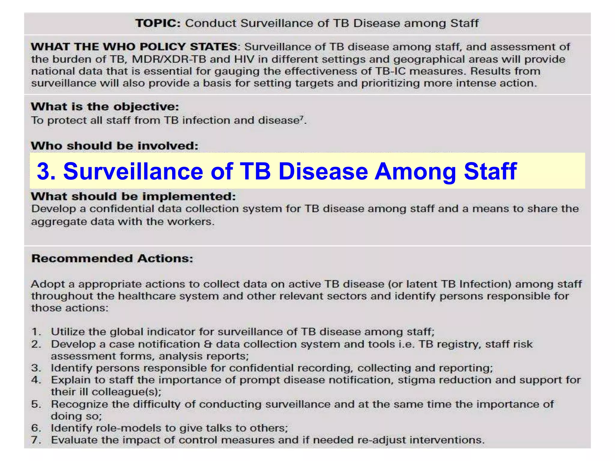 Tuberculosis infection control policy - WHO guidelines | PPTX