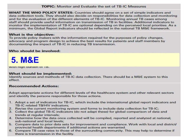 Tuberculosis infection control policy - WHO guidelines | PPTX