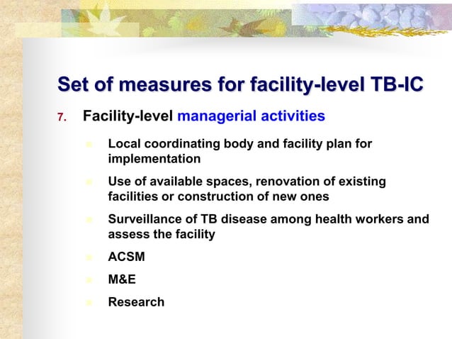 Tuberculosis infection control policy - WHO guidelines | PPTX