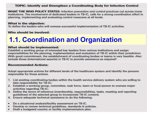 Tuberculosis infection control policy - WHO guidelines | PPTX