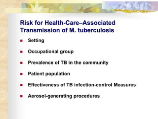 Tuberculosis infection control program - CDC guidelines | PPTX