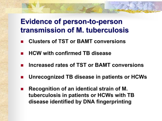 Tuberculosis infection control program - CDC guidelines | PPT