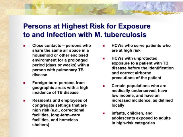 Tuberculosis infection control program - CDC guidelines | PPT