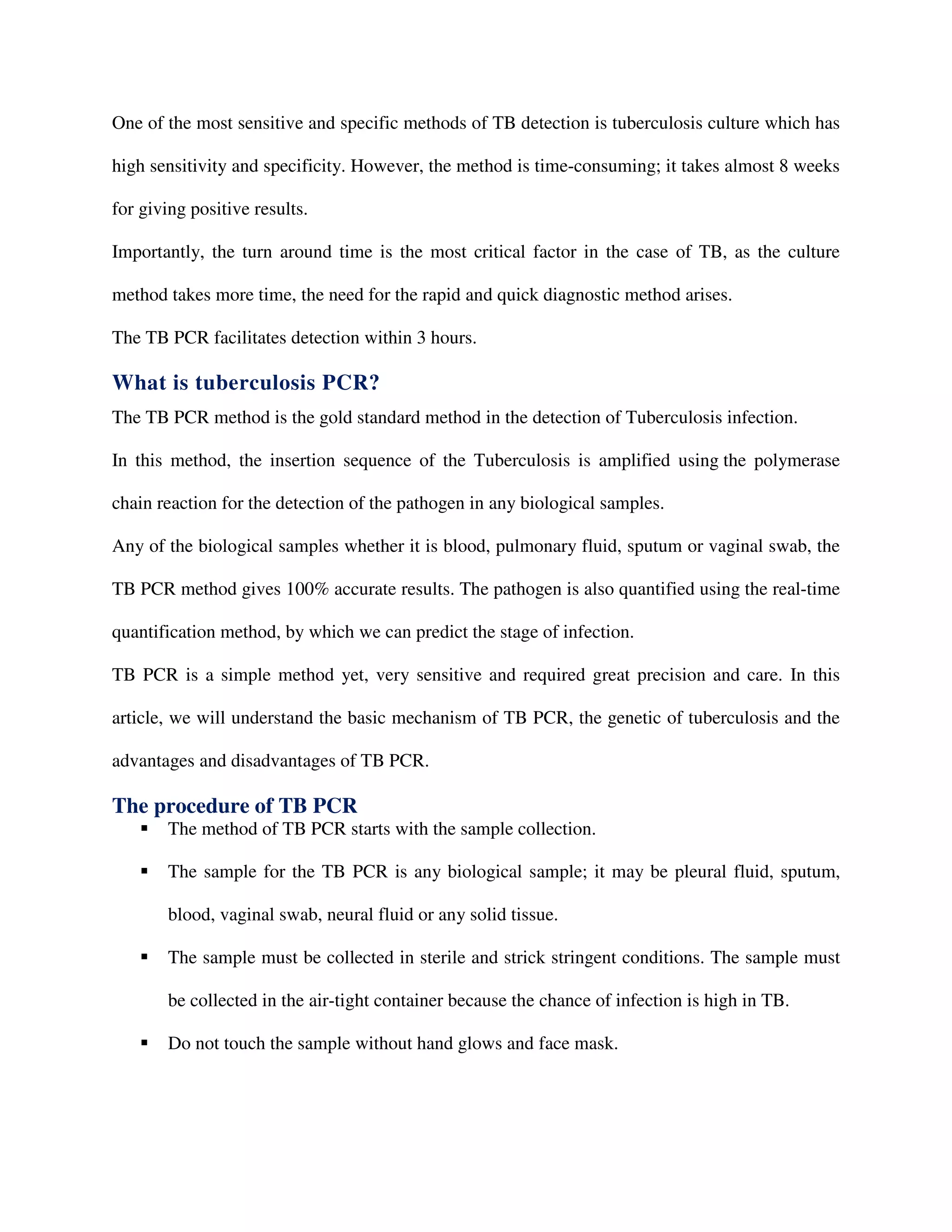 Tuberculosis PCR | PDF