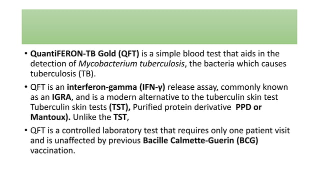 TB- QUANTIFERON TEST.pptx | Infectious Diseases | Diseases and Conditions
