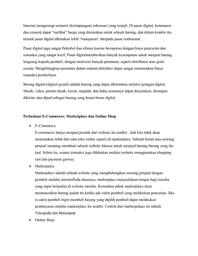 e-commerce pasar digital, barang digital | PDF