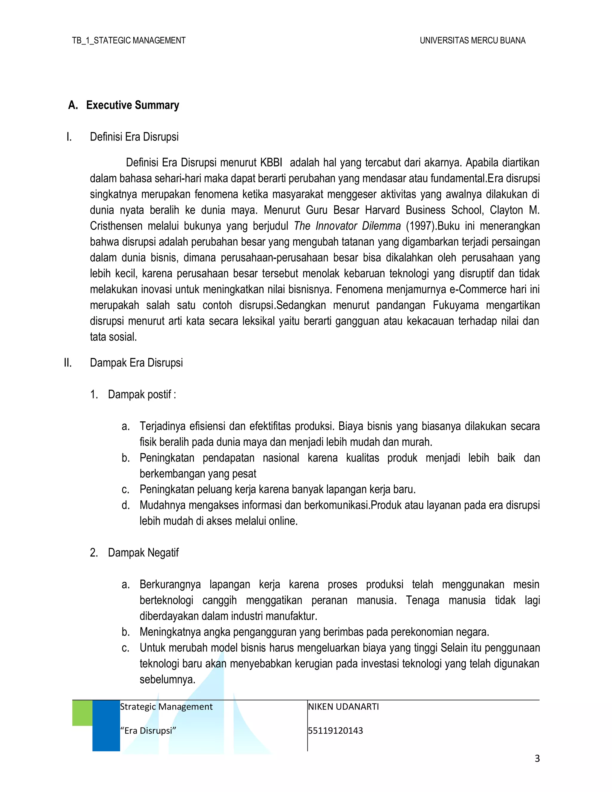 Tb1, executive summary era disrupsi niken udanarti | PDF