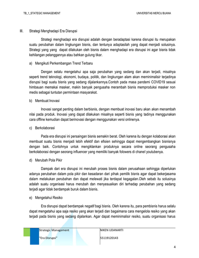 Tb1, executive summary era disrupsi niken udanarti | PDF