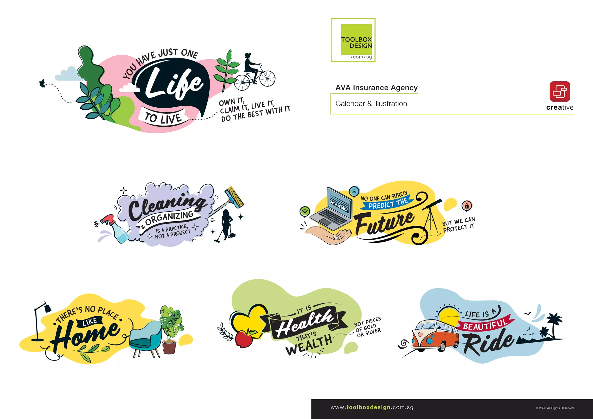 TOOLBOX DESIGN • AVA INSURANCE AGENCY • CALENDAR ILLUSTRATION