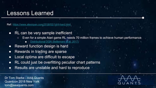 Reinforcement Learning For Trading | PPT