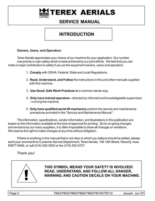 Tb boom lift service manual | PDF