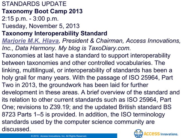 Taxonomy Interoperability Standards | PPT