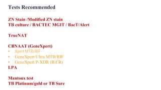 Laboratory diagnosis of Tuberculosis (Pulmonary and extra pulmonary ...