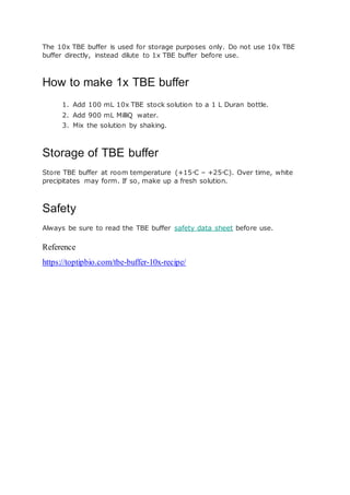 HOW TO MAKE TBE Buffer , Dr YOUSIF | DOCX