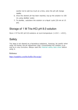 TRIS HCL BUFFER | DOCX