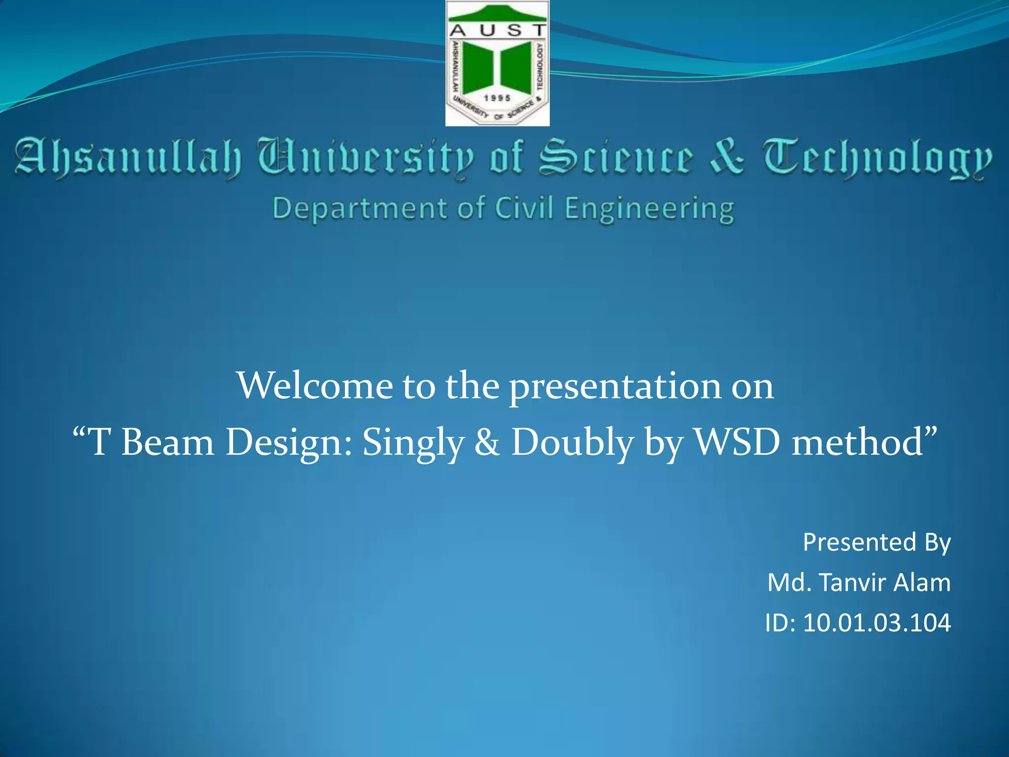T-Beam Design by WSD Method | PPTX