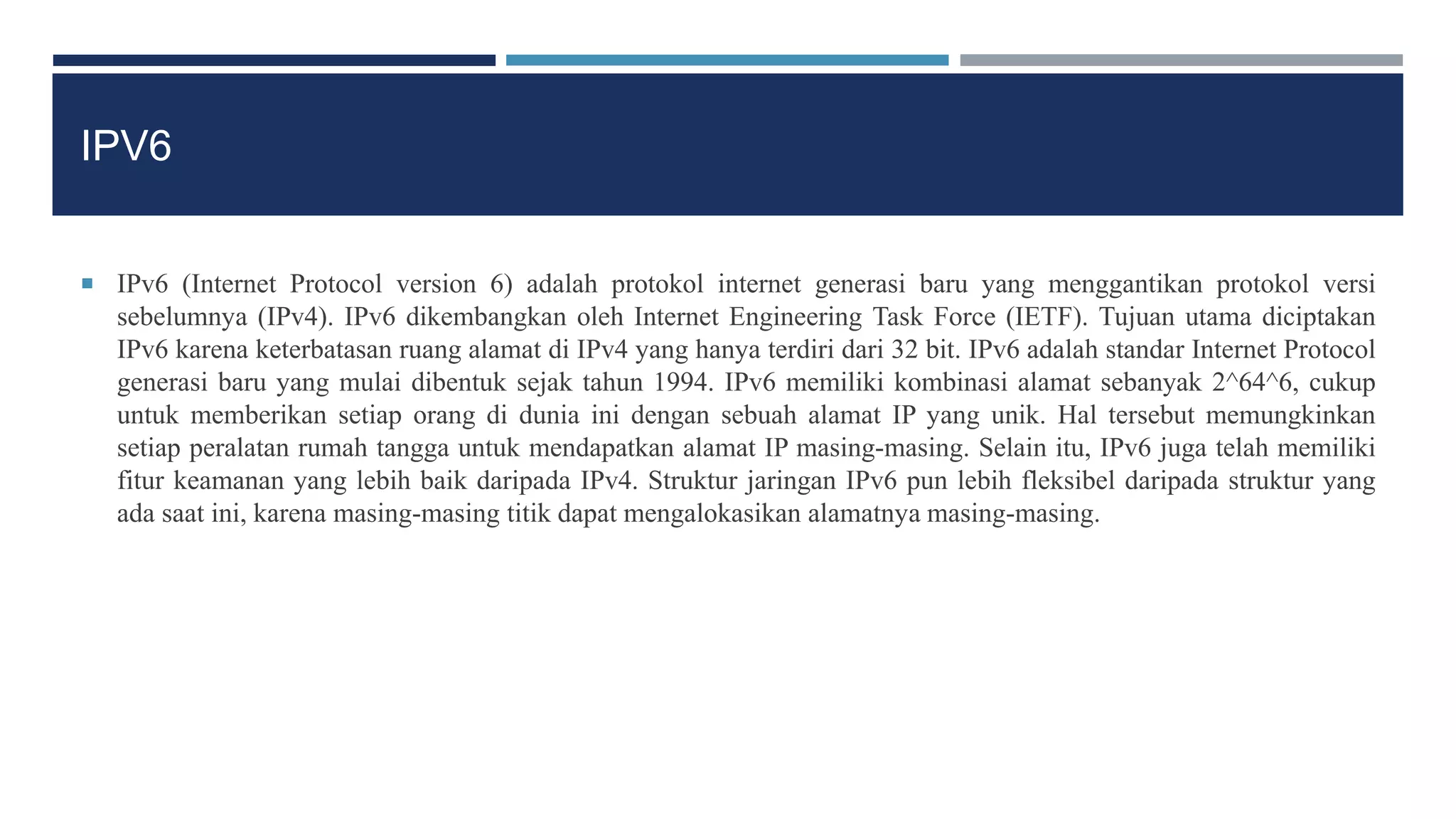 Subnetting ipv4 dan ipv6 | PPTX