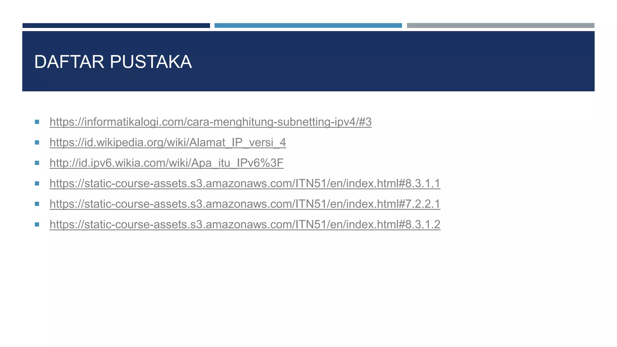 Subnetting ipv4 dan ipv6 | PPTX