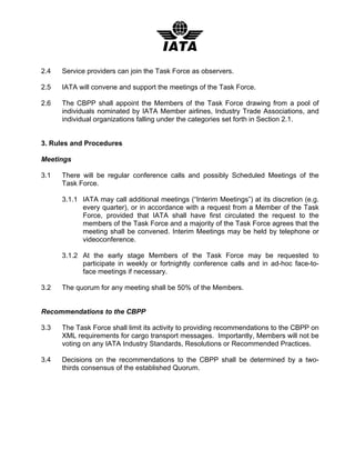 Tbg309092 Cargo Xml Task Force Draft To R V0.7 (Clean) | PDF