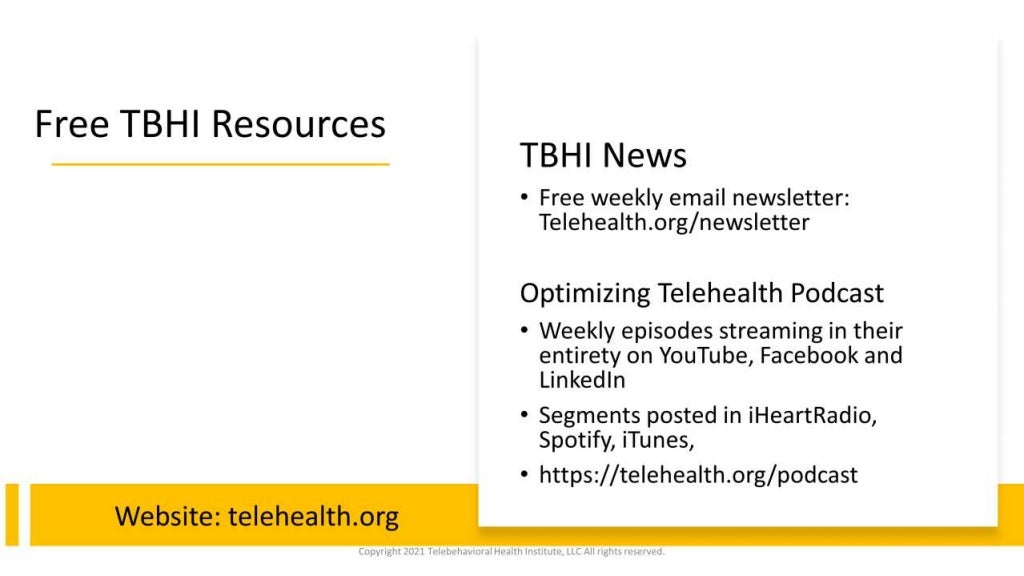 TBHI Optimizing Telehealth -- When is Telehealth Appropriate | PPT