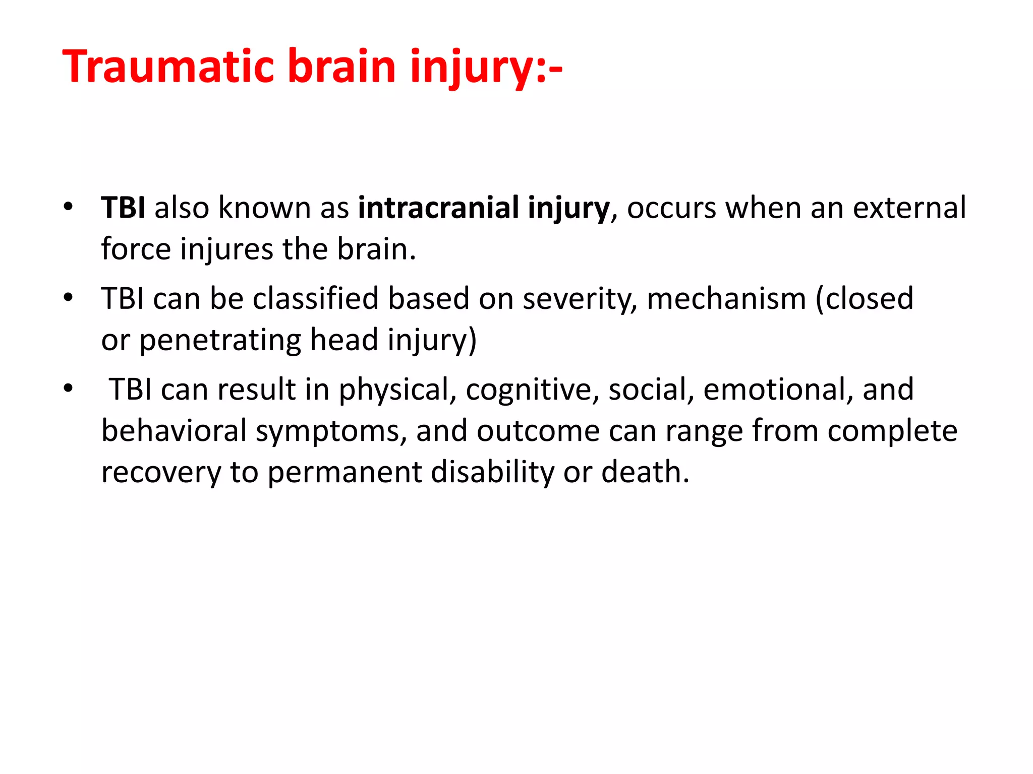 TBI (Traumatic brain injury ) | PPTX