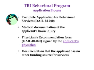 Kentucky Traumatic Brain Injury Programs Overview - April 2014 | PPTX