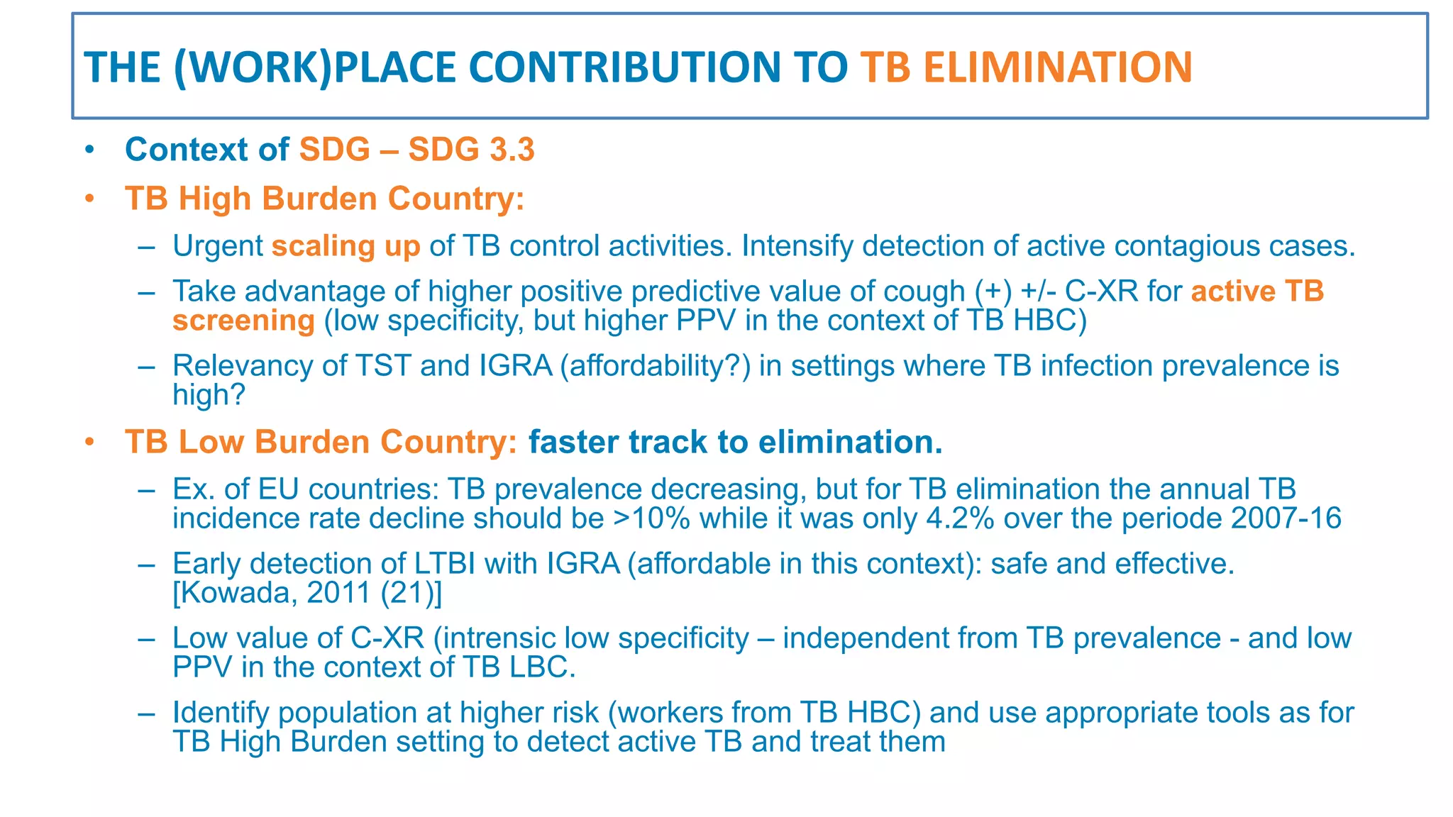 TB in the workplace and beyond - Contribution of Occupational Health ...