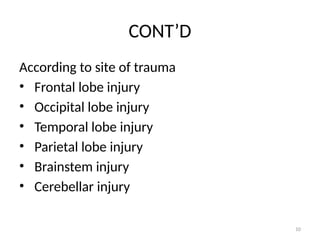 Traumatic brain injury description and managements | PPT