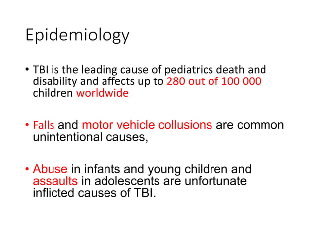 TBI IN PEDIATRICS .pptx | Death, Injury, or Military Conflict ...