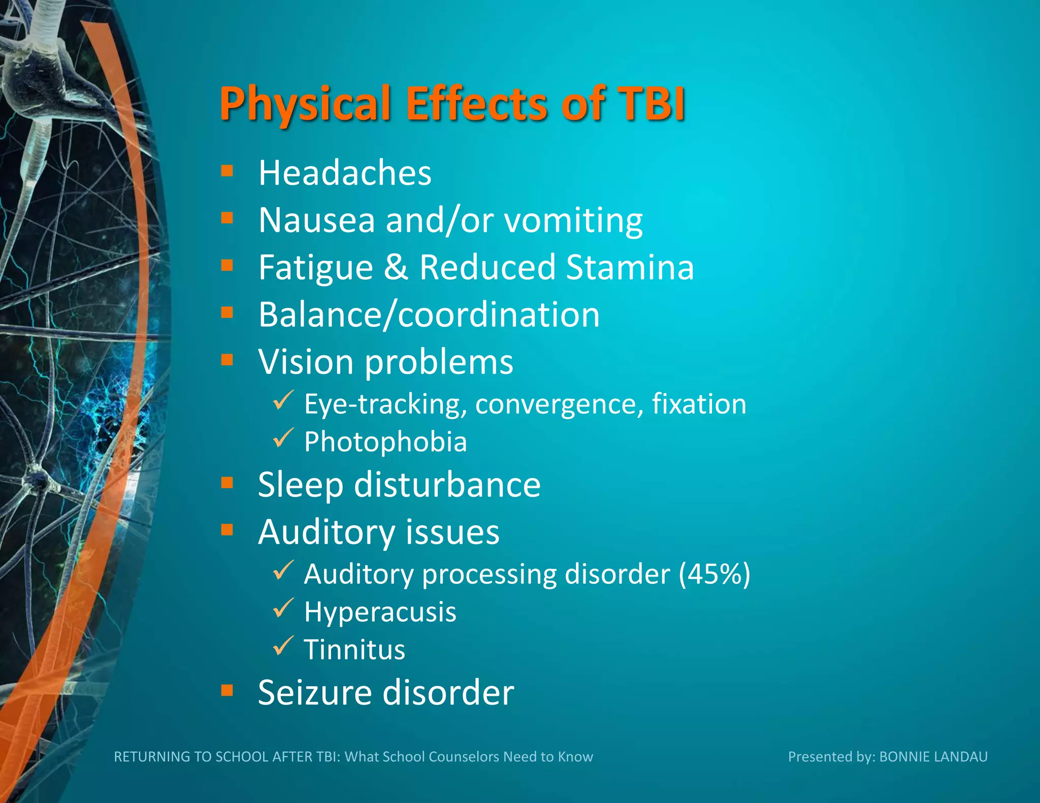 Returning to School After Traumatic Brain Injury (TBI) | PPTX