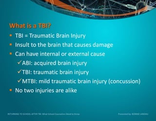 Returning to School After Traumatic Brain Injury (TBI) | PPTX